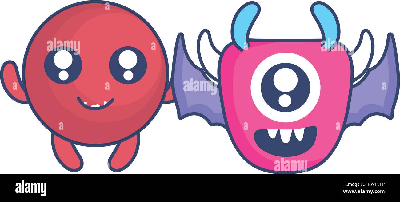 crazy monsters couple comic characters vector illustration design Stock ...