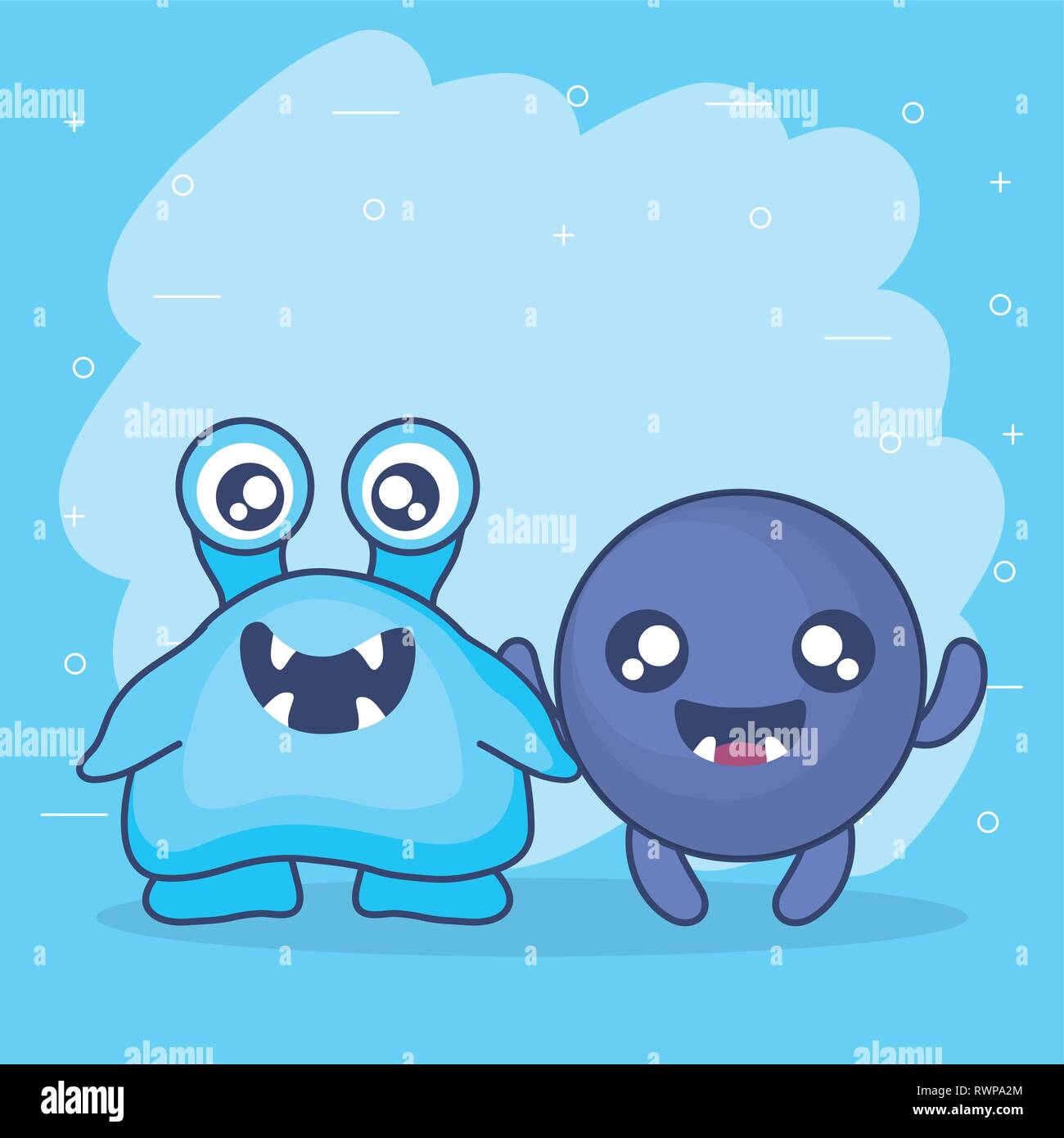 crazy monsters couple comic characters vector illustration design Stock ...