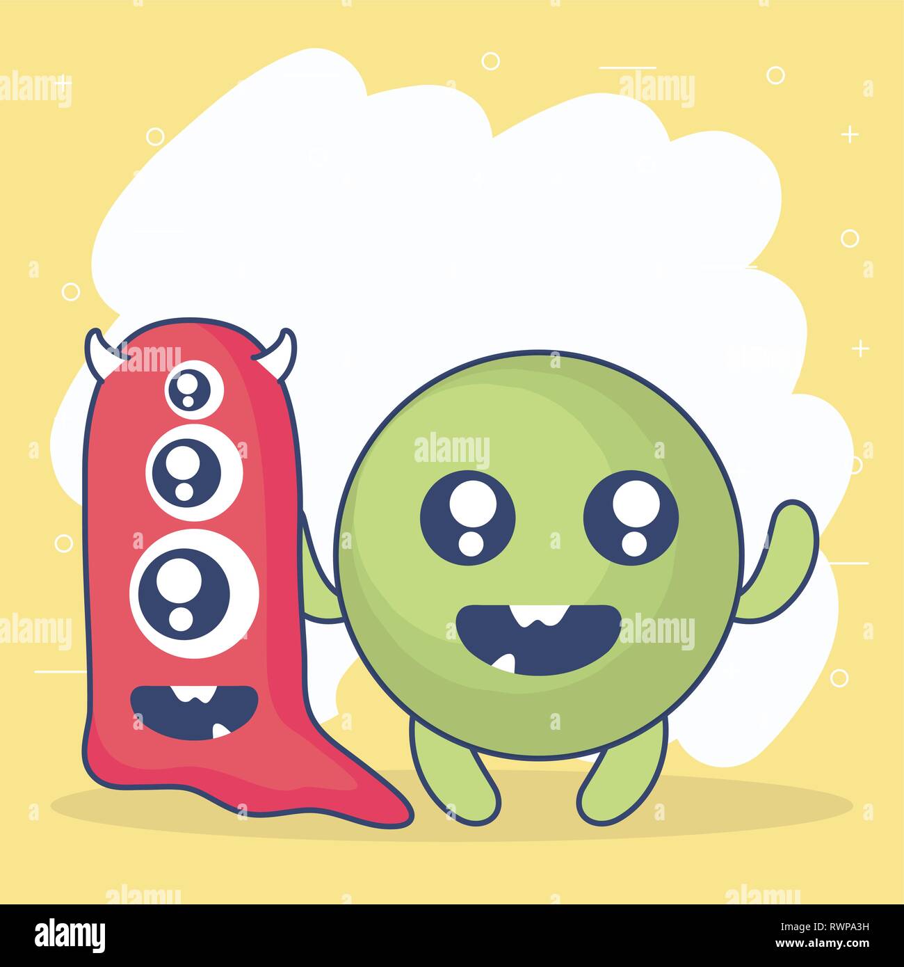 crazy monsters couple comic characters vector illustration design Stock ...