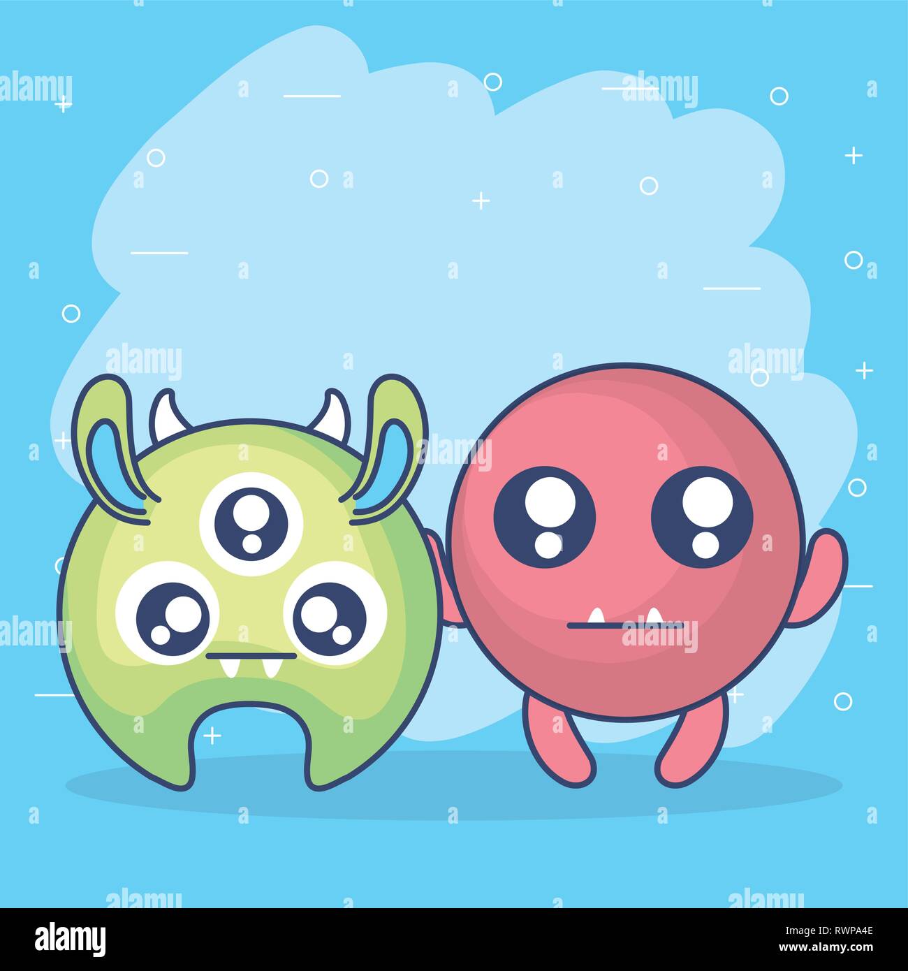 crazy monsters couple comic characters vector illustration design Stock ...