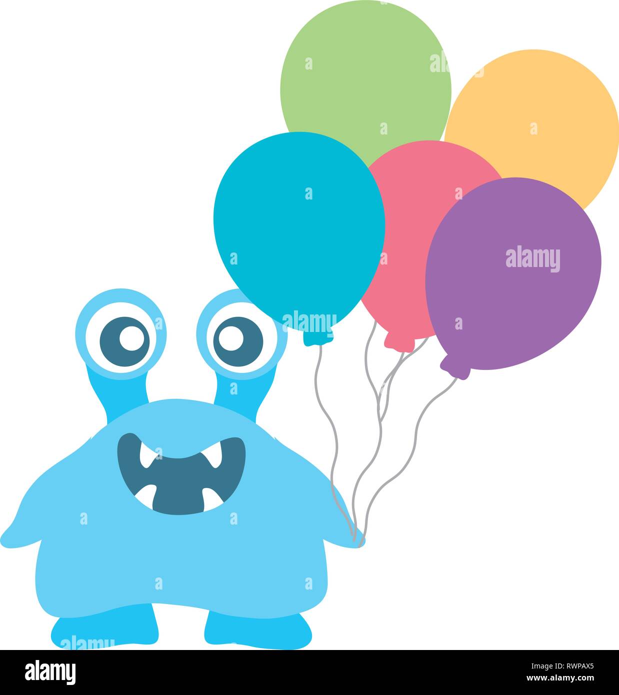 crazy monster with balloons helium character vector illustration design ...