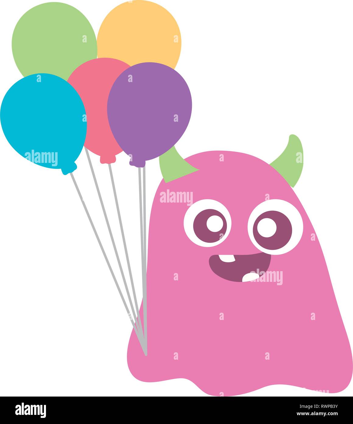 crazy monster with balloons helium character vector illustration design ...