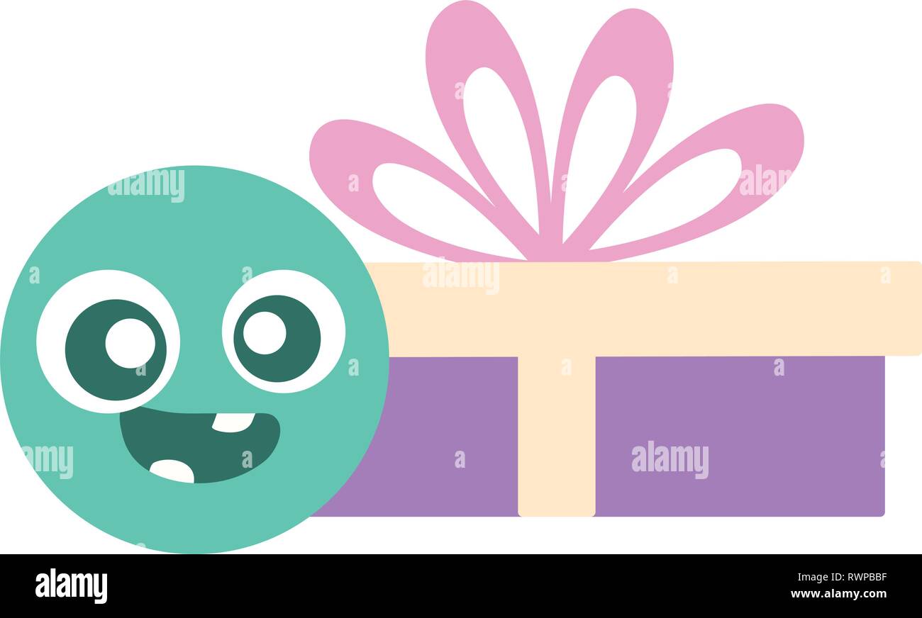 emoticon face with giftbox present vector illustration design Stock ...