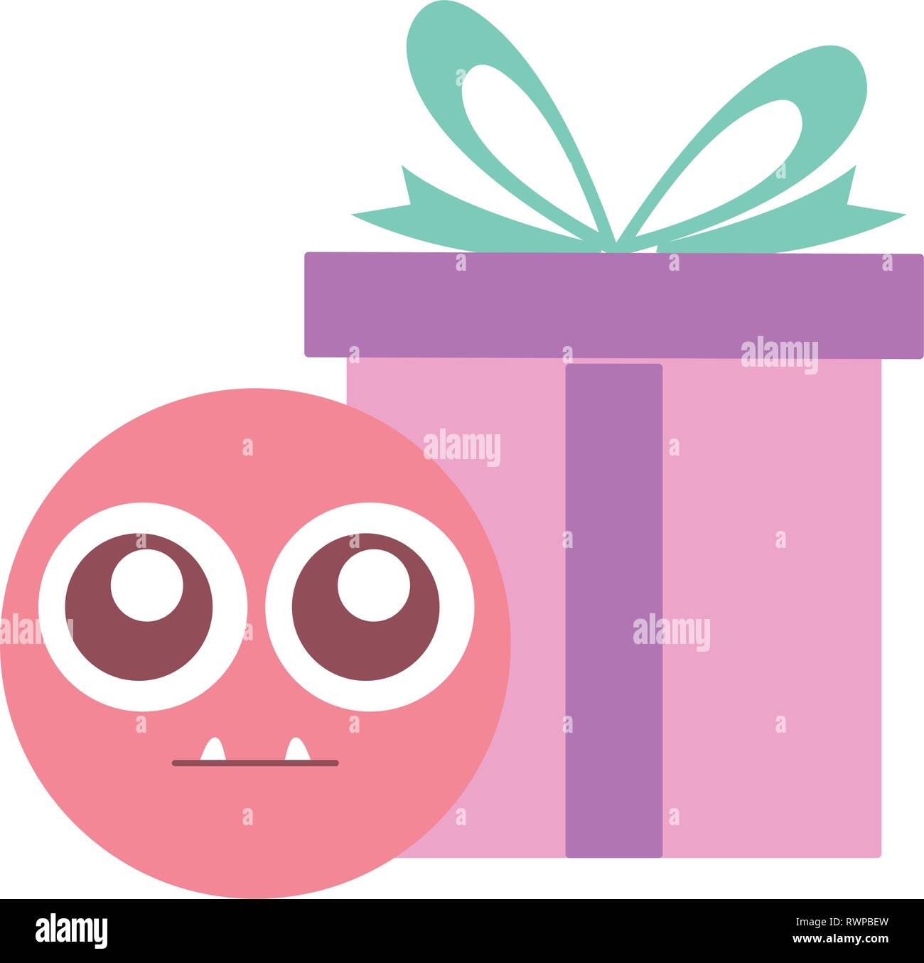 emoticon face with giftbox present vector illustration design Stock ...