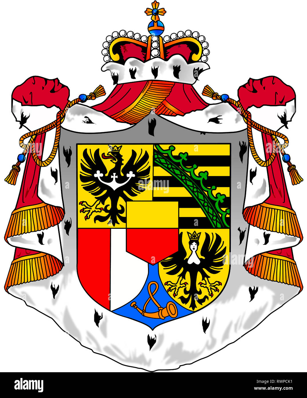 Coat of arms of the Principality of Liechtenstein Stock Photo - Alamy