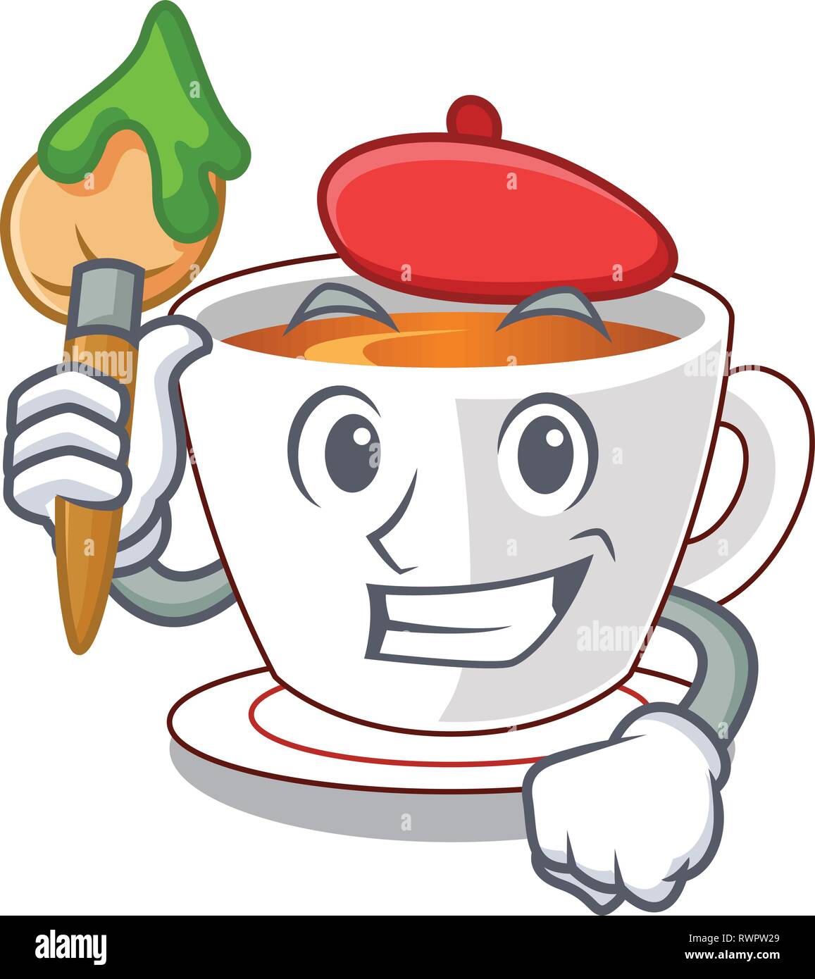 Artist mint tea above wooden cartoon table Stock Vector Image & Art - Alamy