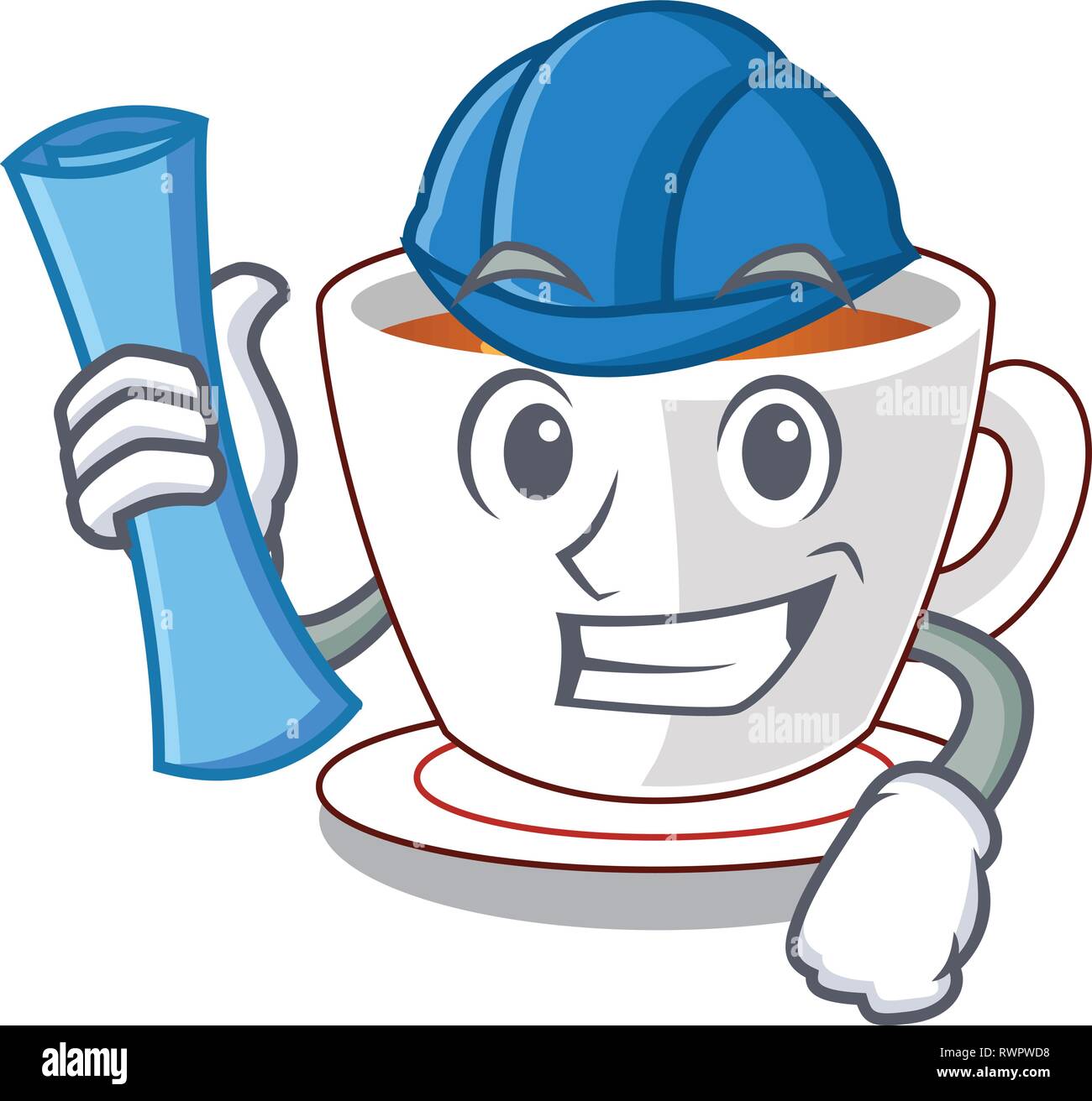 Architect cup mint tea the shape mascot Stock Vector Image & Art - Alamy