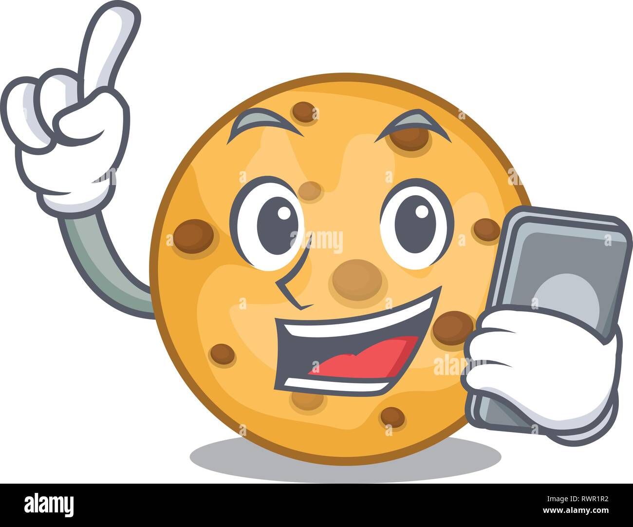 With phone oat cookies above wooden character boards Stock Vector Image ...