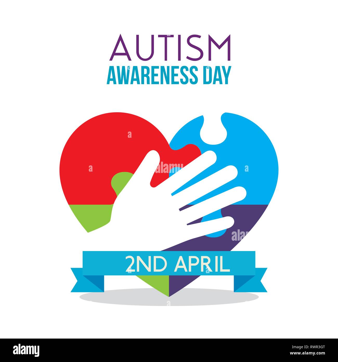 heart puzzle with hand to autism day vector illustration Stock Vector ...