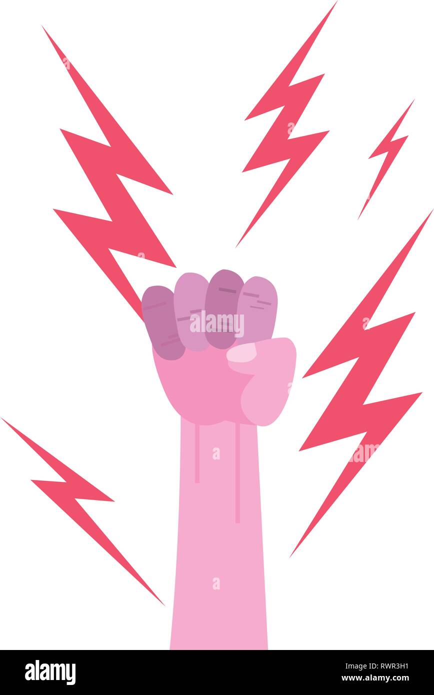 raised hand lightning girl power symbol vector illustration Stock ...