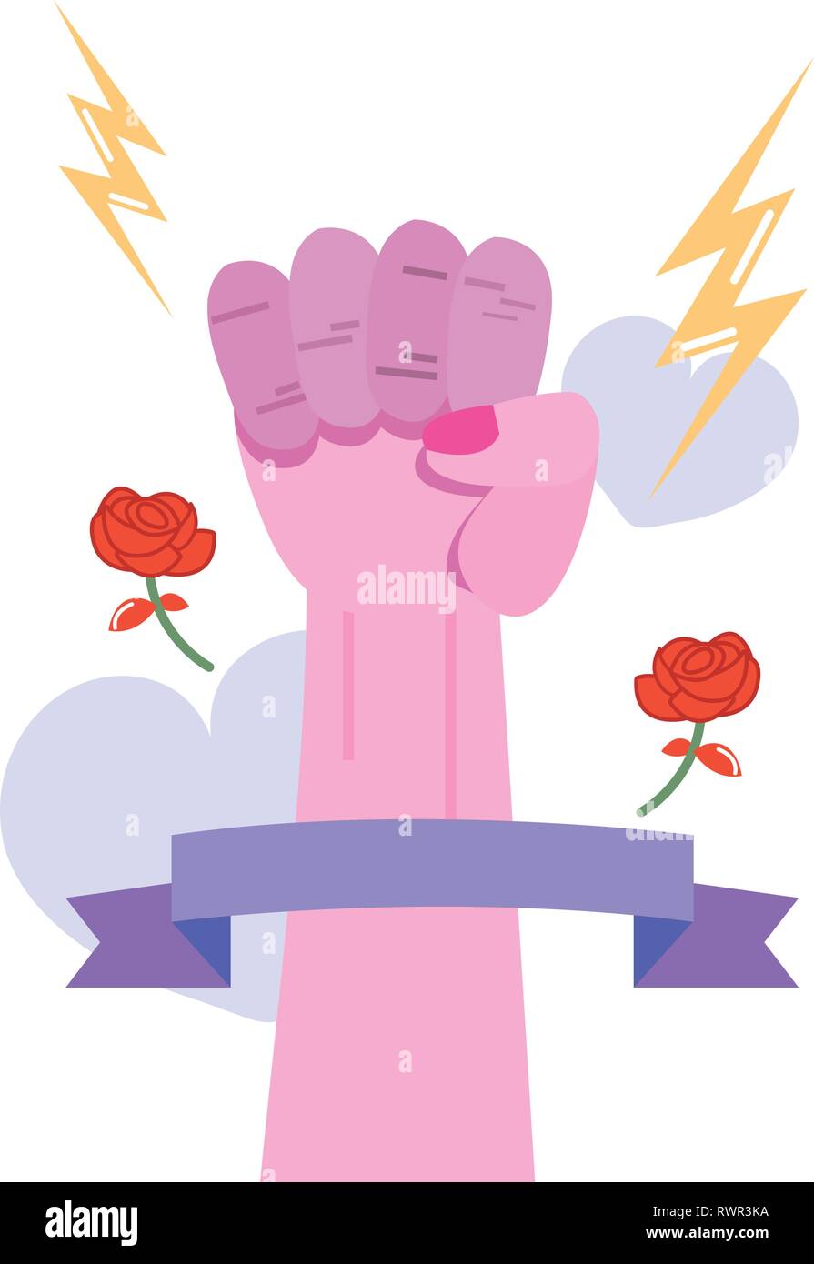 raised hand girl power symbol vector illustration Stock Vector Image ...