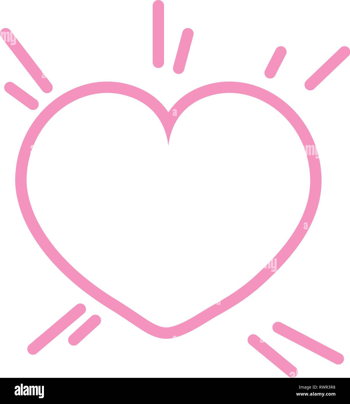 pink outline heart love romantic vector illustration Stock Vector Image ...