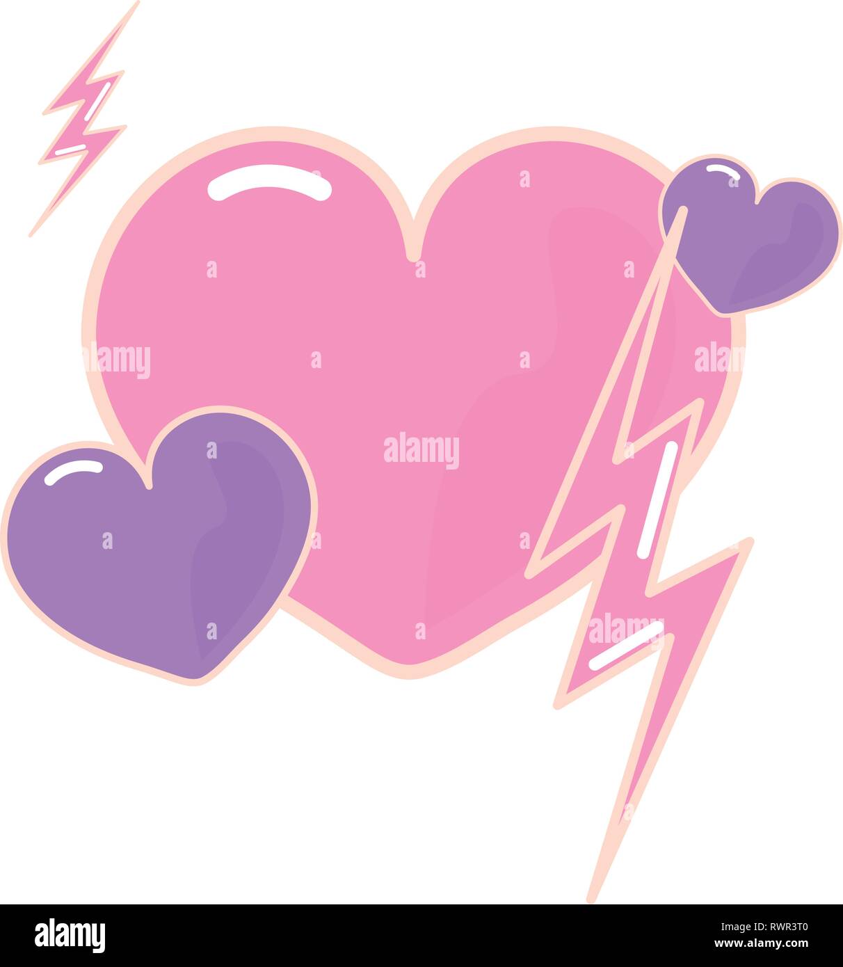 hearts lightning feminist girl power vector illustration Stock Vector ...