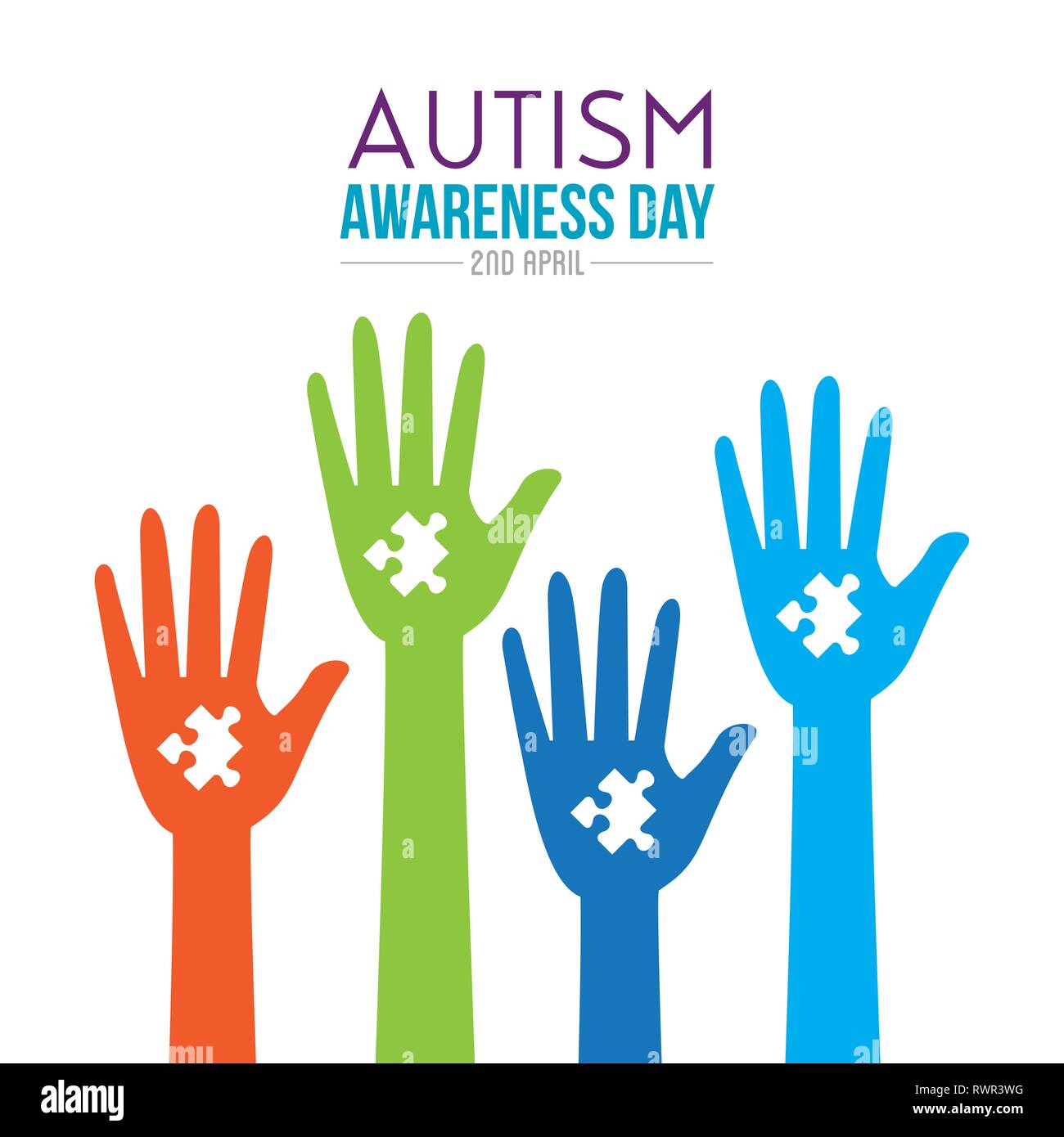 hands up with puzzle to autism day vector illustration Stock Vector ...
