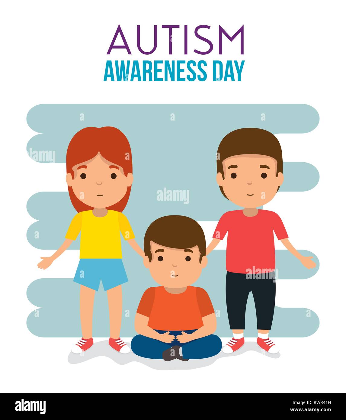 children together to autism awareness day vector illustration Stock ...