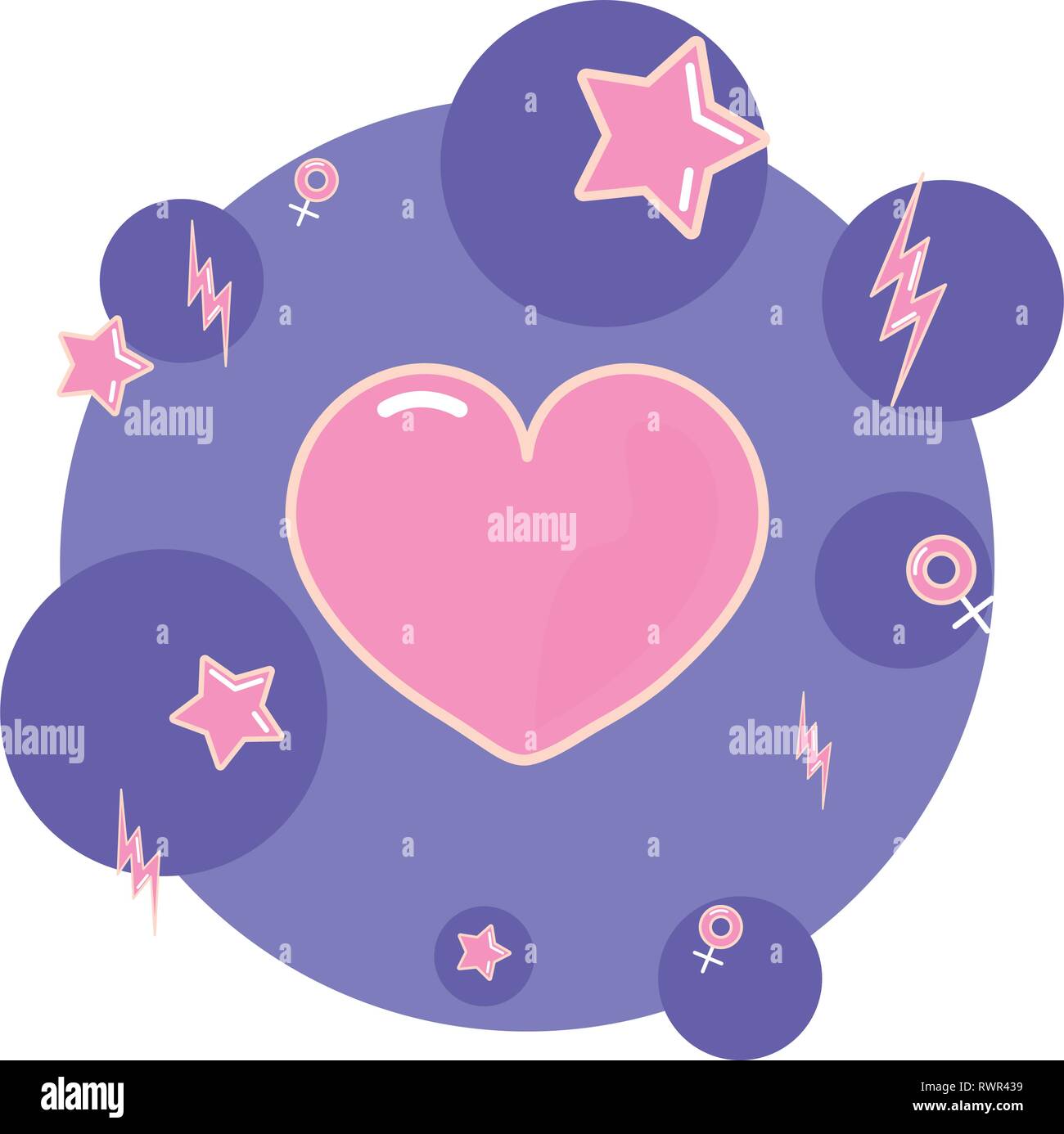 hearts lightning gender feminist girl power backrgound vector ...