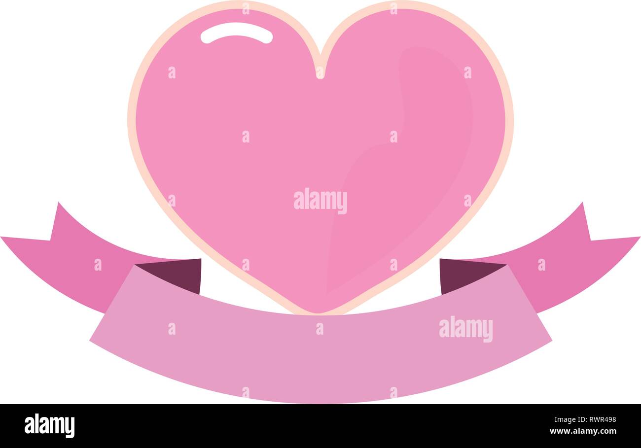 pink heart ribbon girl power vector illustration Stock Vector Image ...