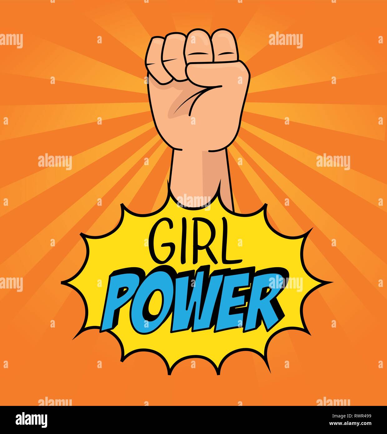 fist hand up with pop art star and message vector illustration Stock ...