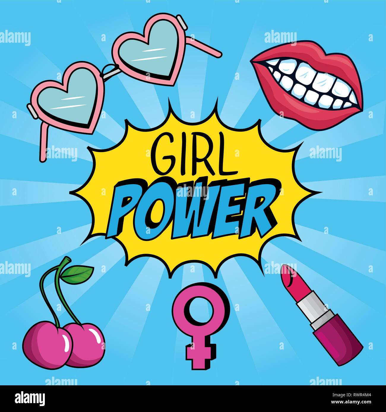 star with girl power message and pop art vector illustration Stock ...