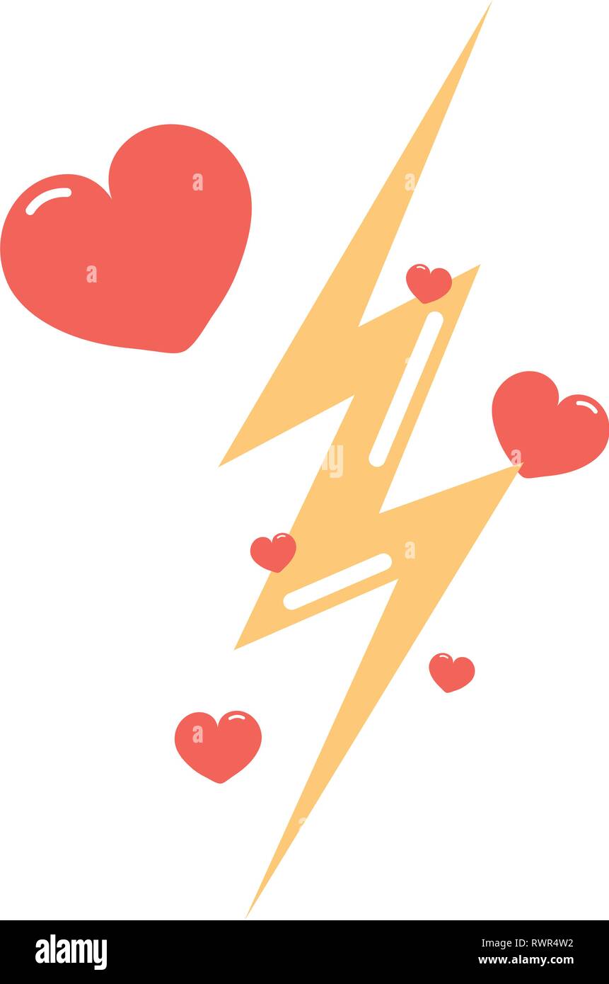 hearts lightning feminist girl power vector illustration Stock Vector ...