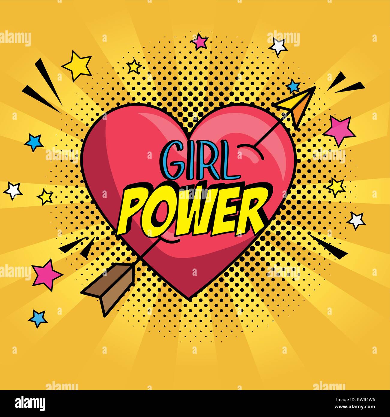 pop art heart with arrow and message vector illustration Stock Vector ...