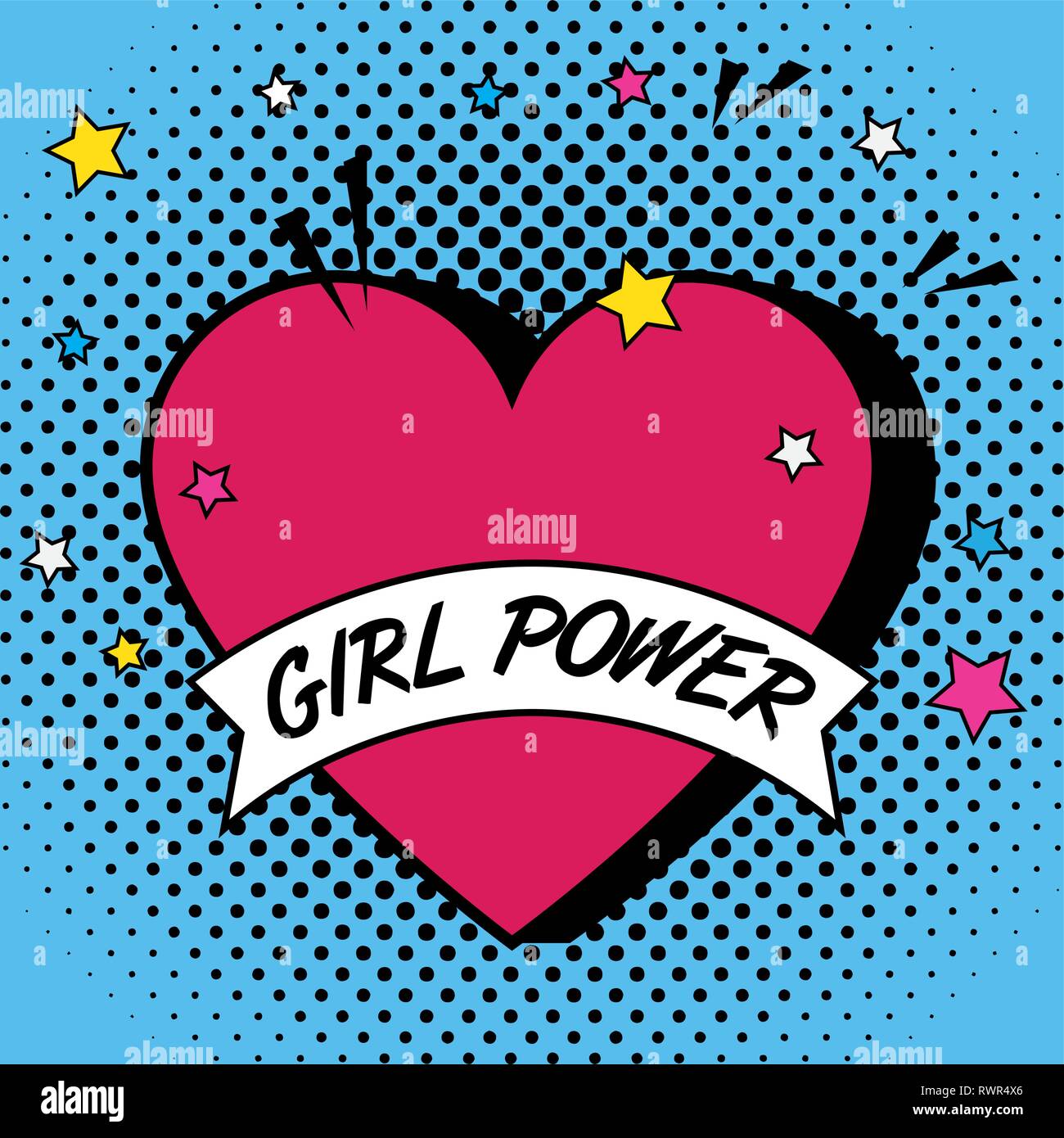 fashion heart with girl power message vector illustration Stock Vector ...