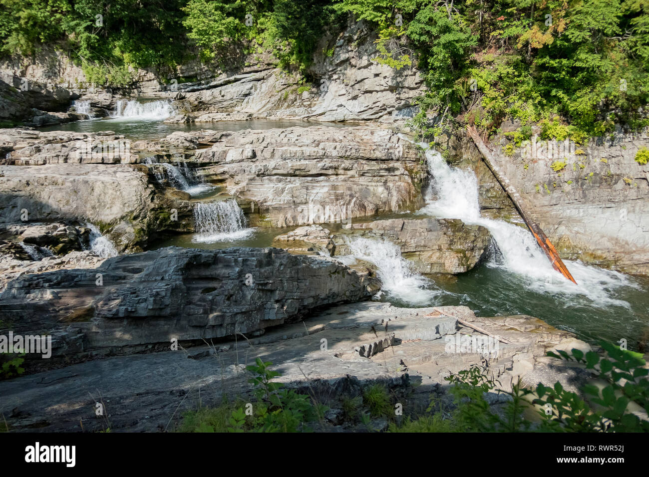Morning view of the Sandan Falls at Namboku, Gunma, Hokkaido, Japan ...