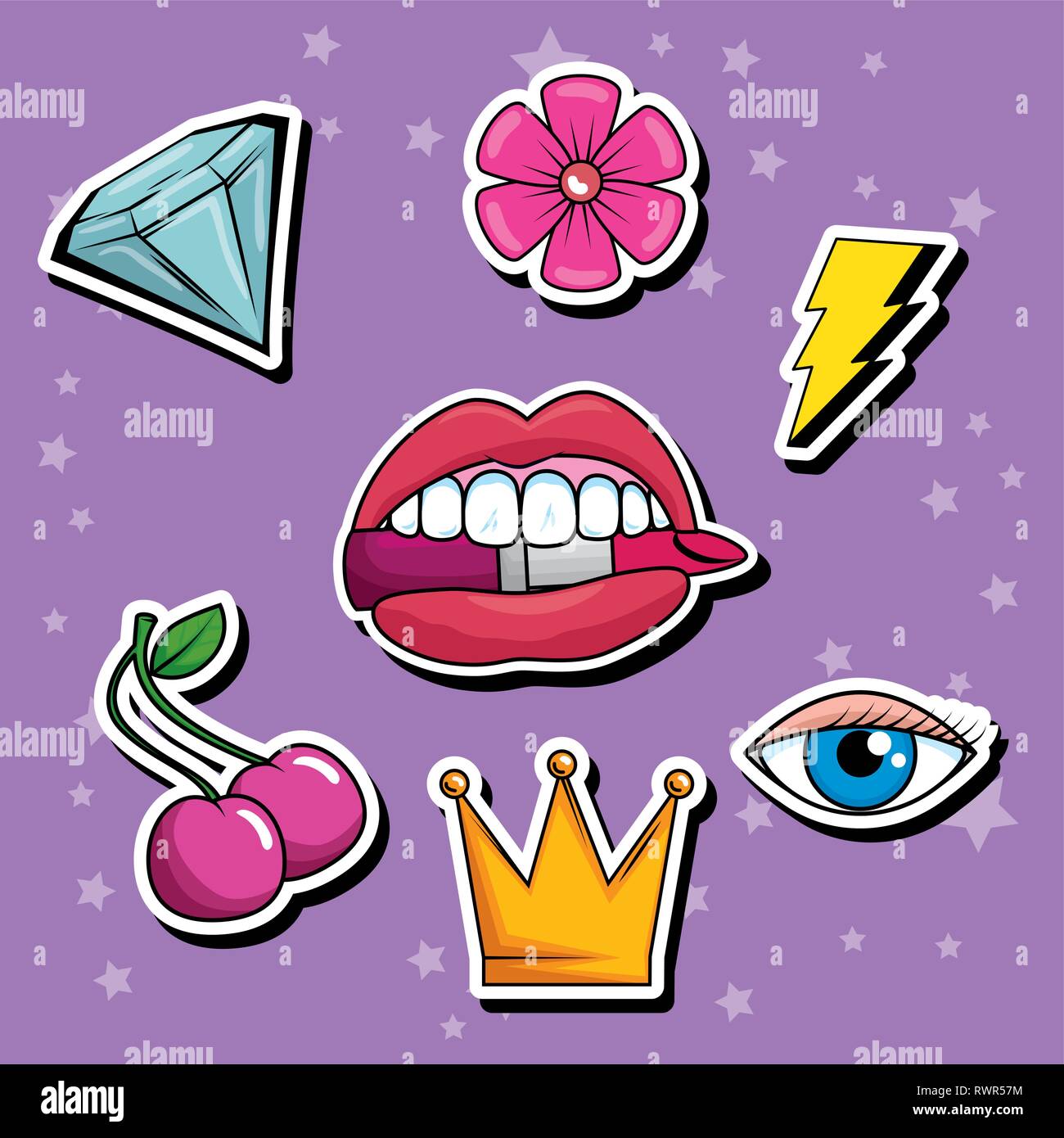 fashion pop art patch style vector illustration Stock Vector Image ...