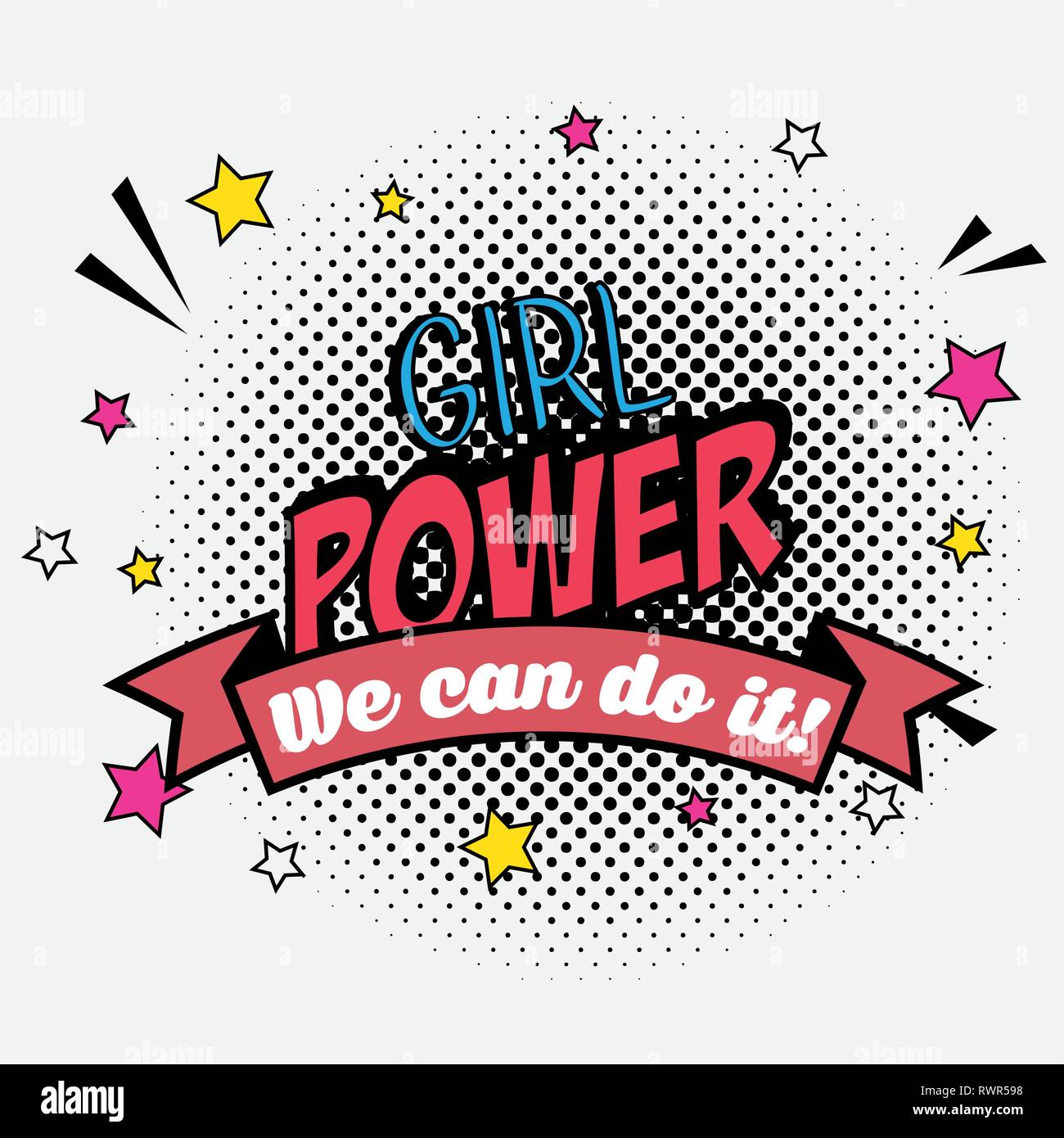 girl power patch message and ribbon vector illustration Stock Vector ...