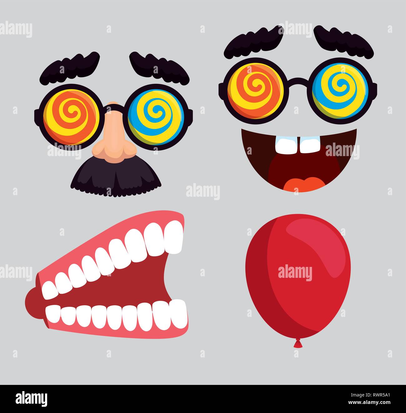 set fools day celebration with humor tools vector illustration Stock ...