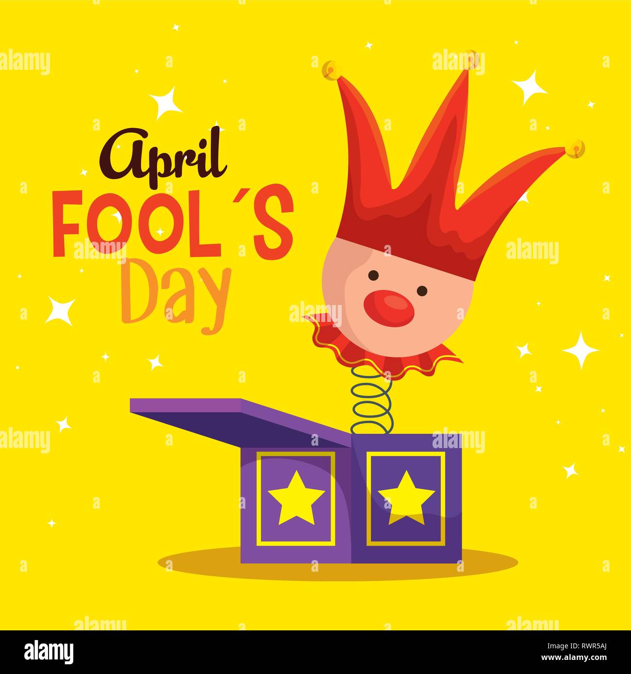 box with joker and hat to fools day vector illustration Stock Vector ...