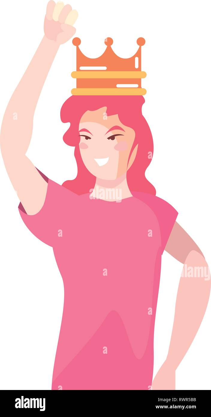 woman with crown girl power vector illustration Stock Vector Image ...