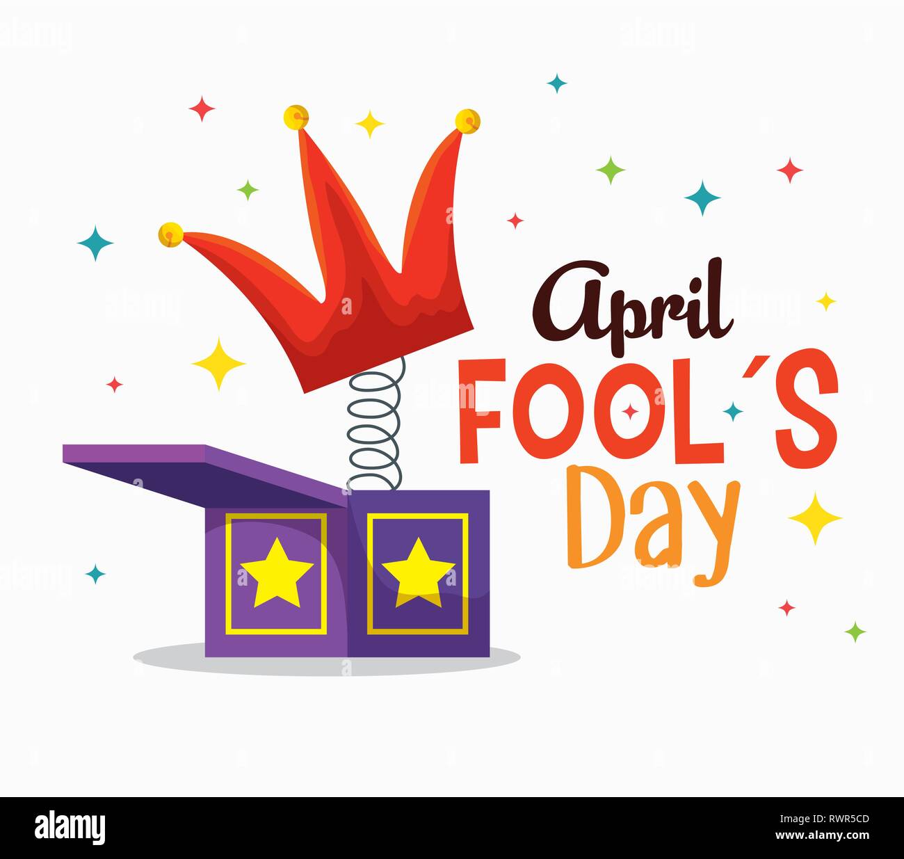 box with crown to fools day celebration vector illustration Stock ...