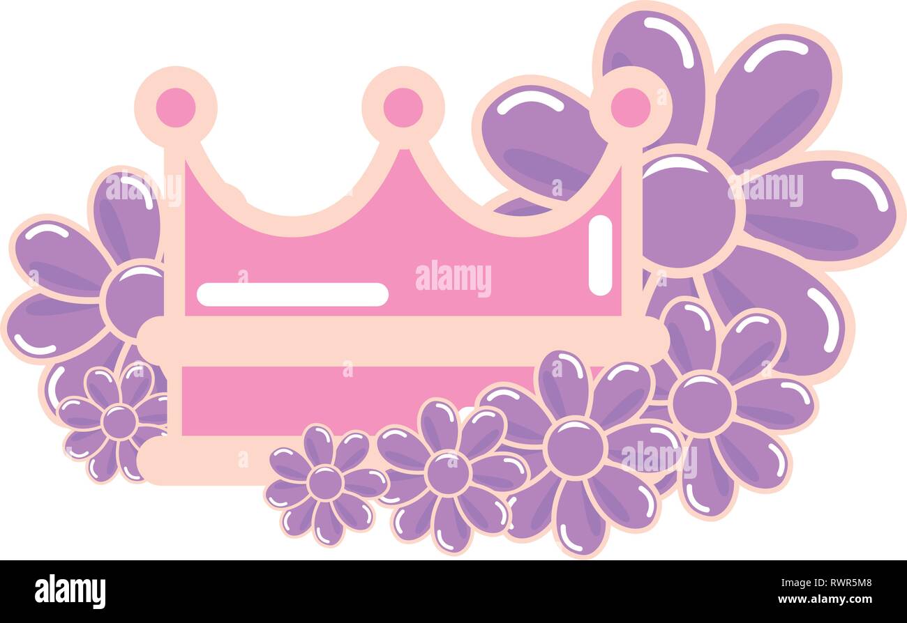 crown flowers cartoon girl power vector illustration vector ...