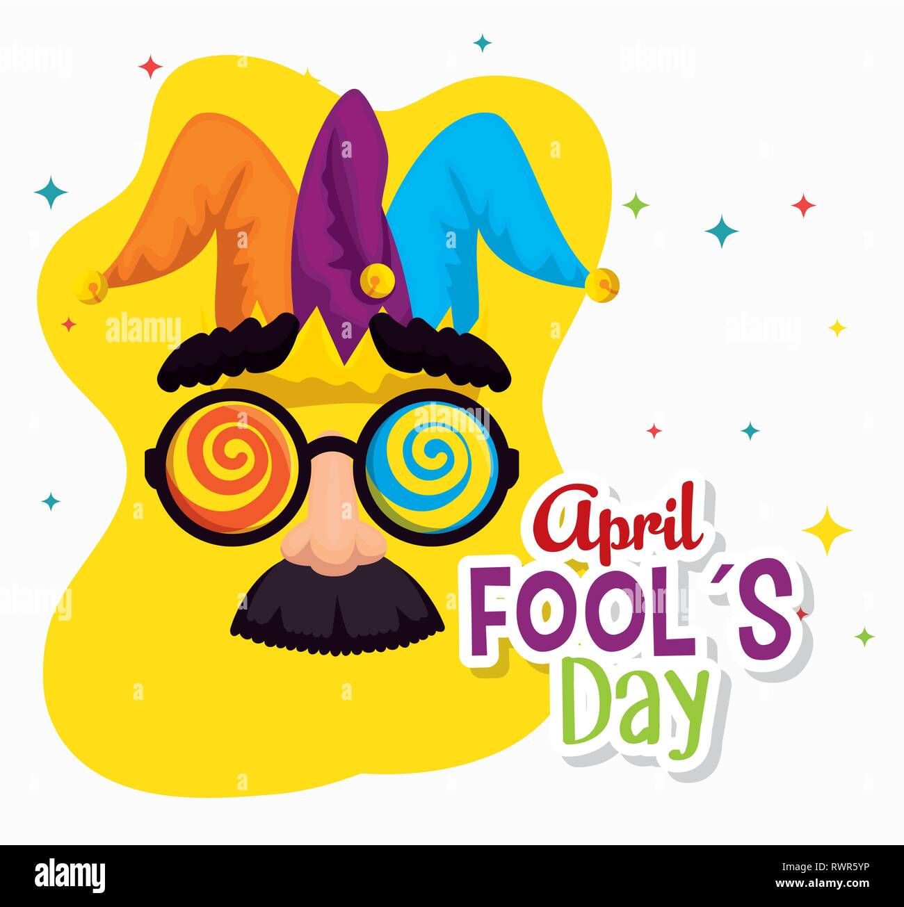 funny mask with glasses and mustache to fools day vector illustration ...