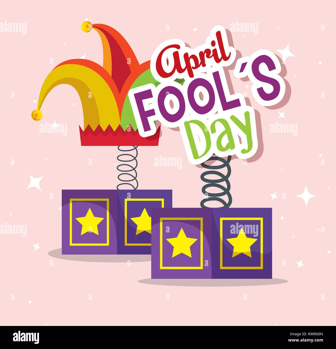 funny boxes with crown and message to fools day vector illustration ...