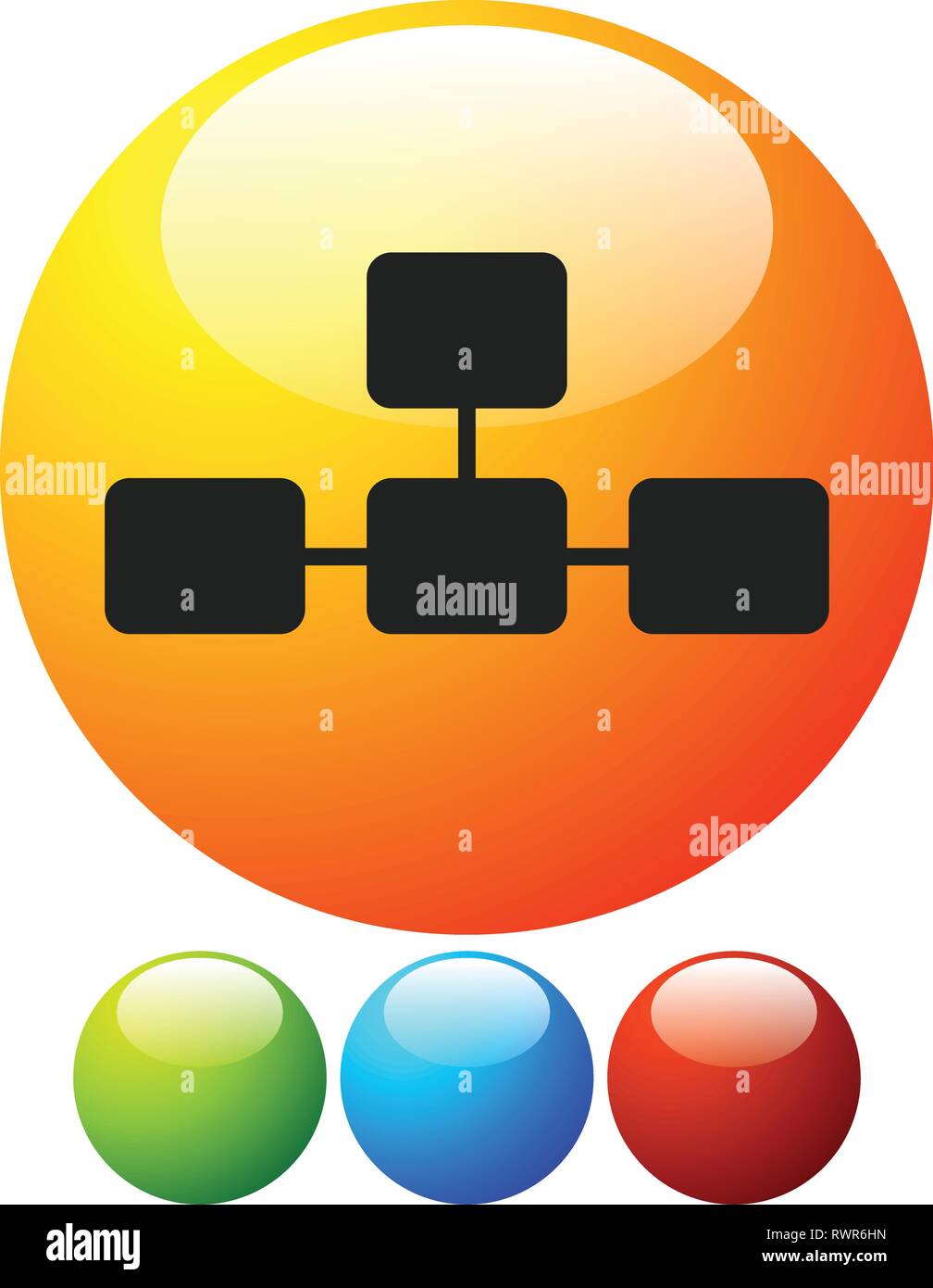Topological, hierarchical diagram icon, Multilevel chart, graph Stock ...