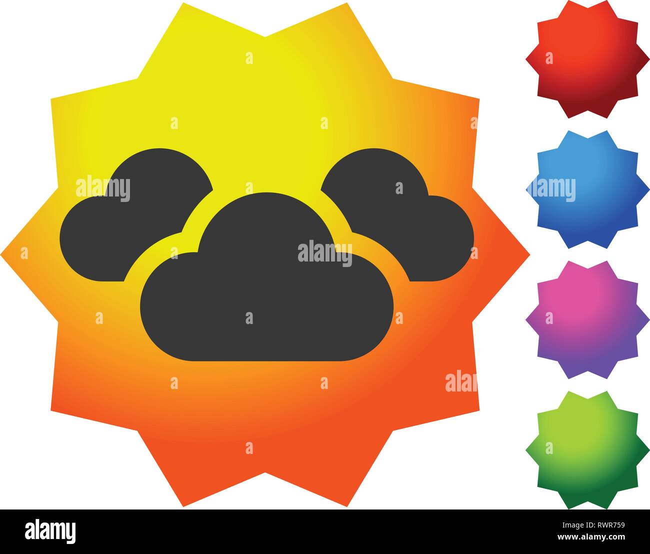 Icon with 3 clouds for vapor, weather, moisture themes Stock Vector ...