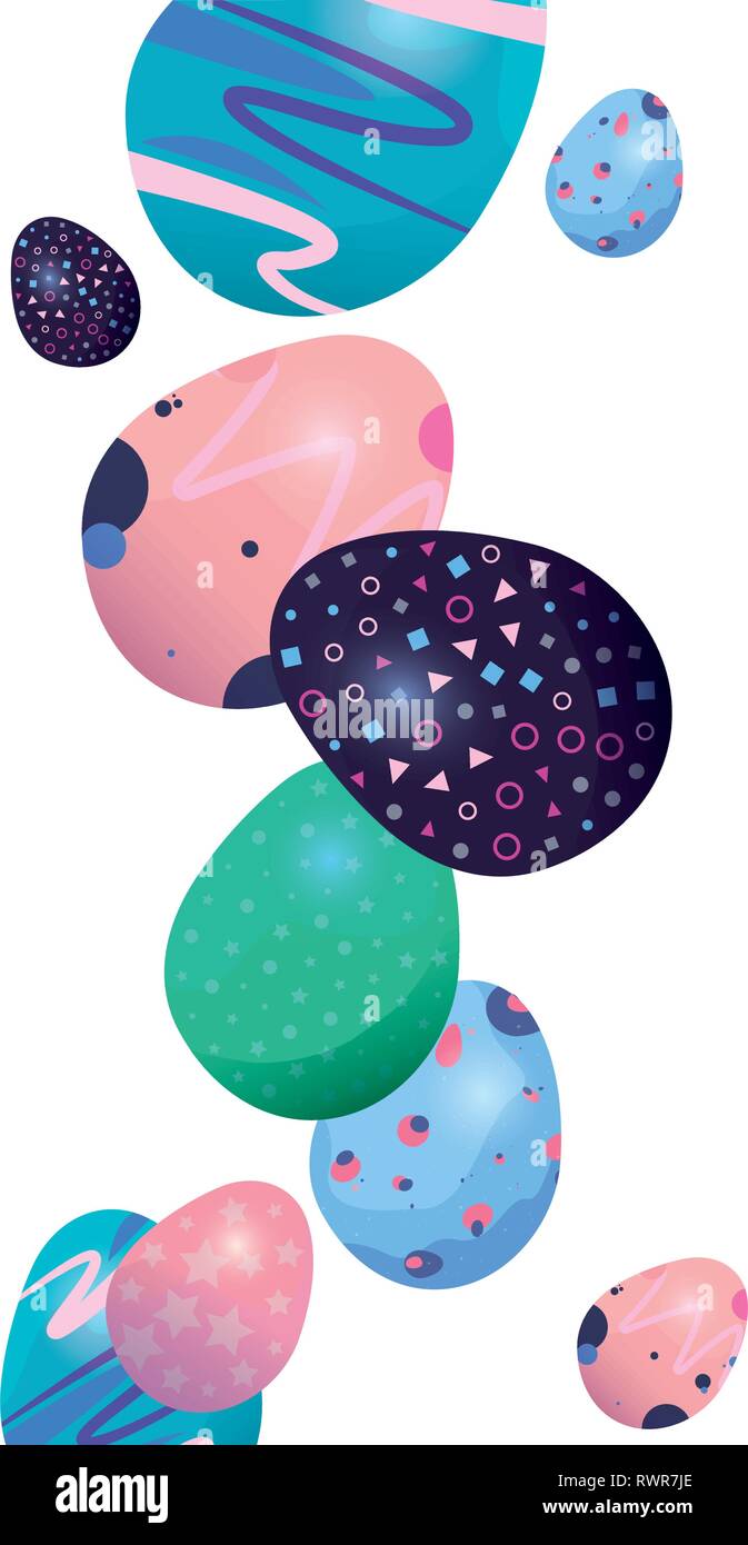 falling eggs decorating happy easter vector illustration Stock Vector ...
