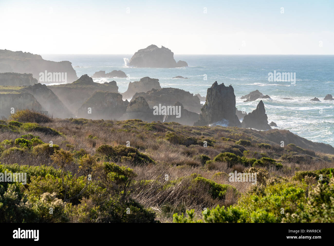 Big Sur, California - Many layers of sea stacks and rugged coastline ...