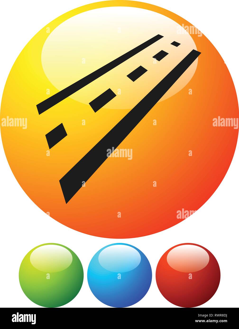 2-lane road icon for driving, traffic, transport or such themes Stock ...
