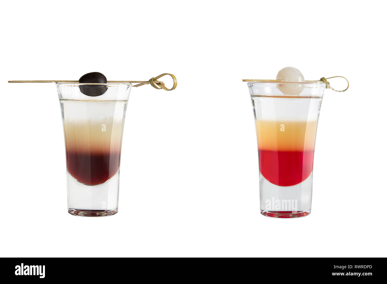 Alcohol shots on a white background. Two shots. Isolated Stock Photo ...