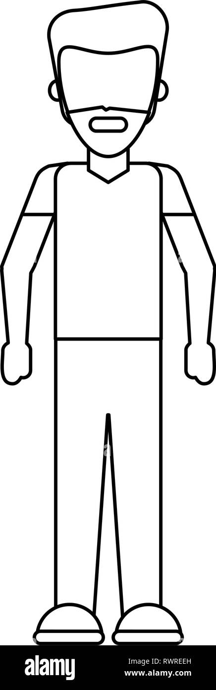 young man cartoon faceless in black and white Stock Vector Image & Art ...