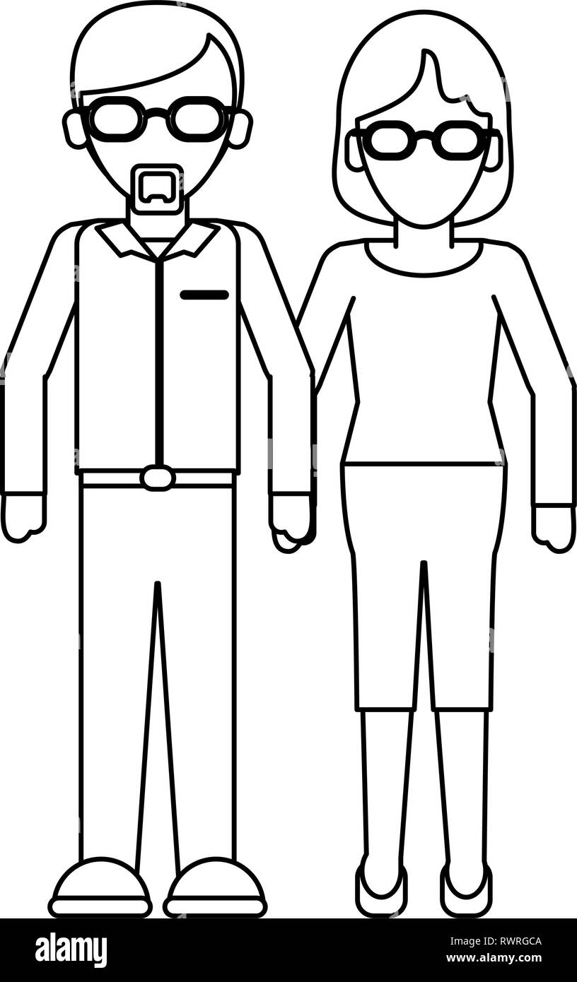 executive couple cartoon faceless in black and white Stock Vector Image ...