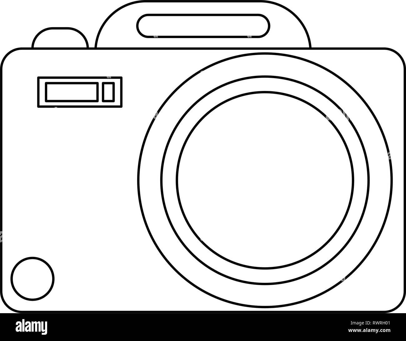 vintage photographic camera symbol in black and white Stock Vector ...