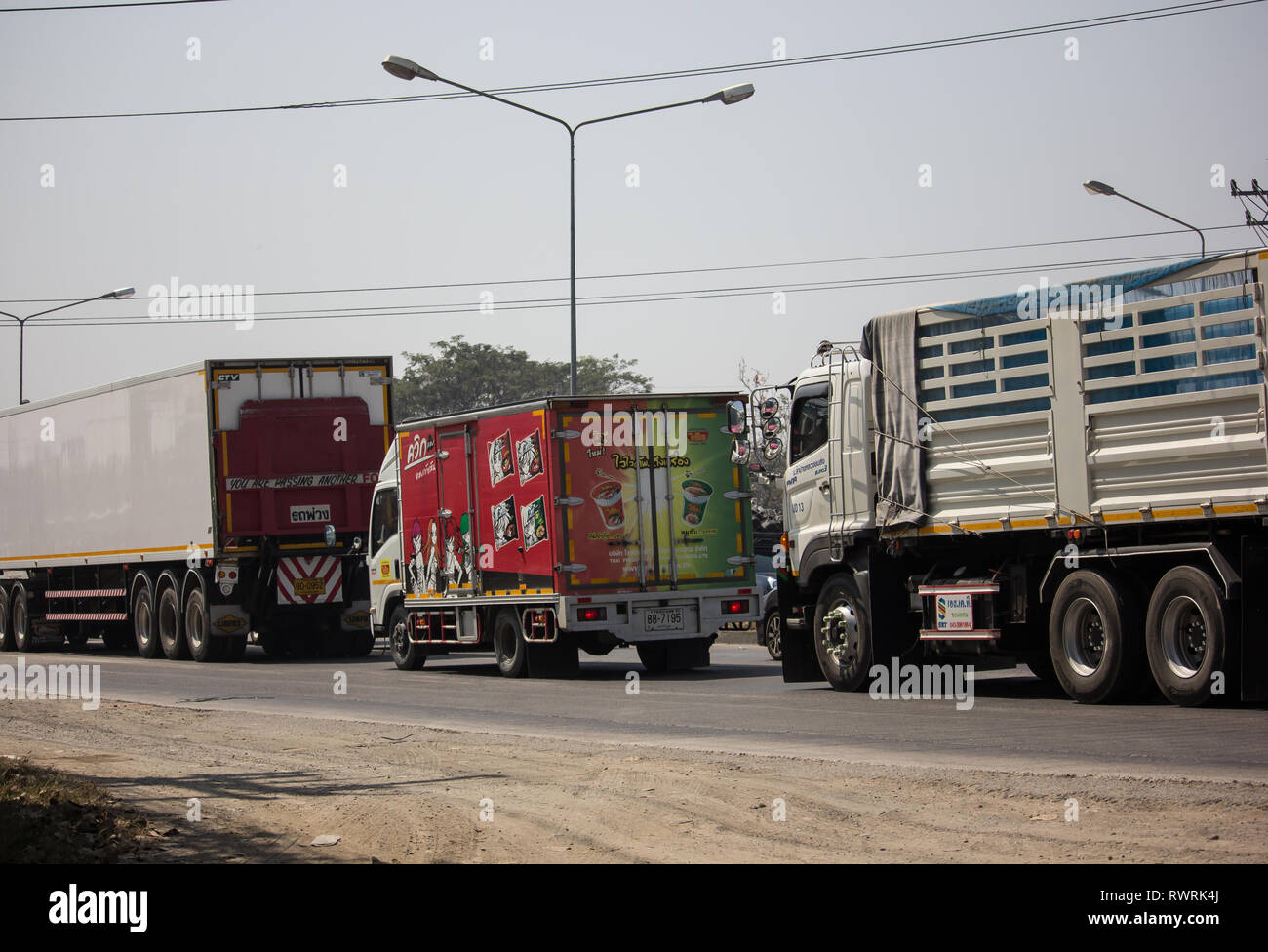 Chiangmai, Thailand - February 18 2019: Container truck of Thai ...