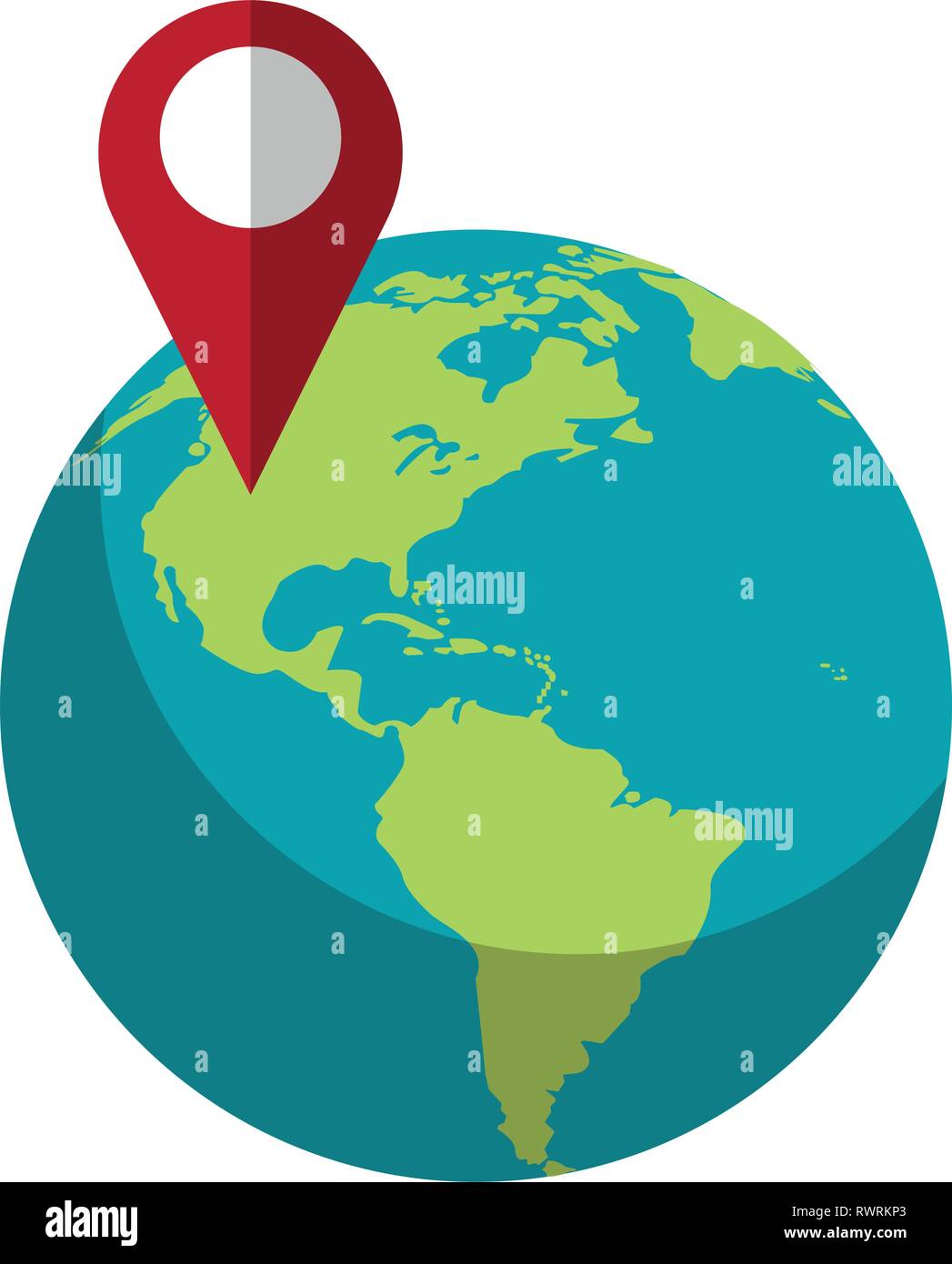 location pin in world globe Stock Vector Image & Art - Alamy