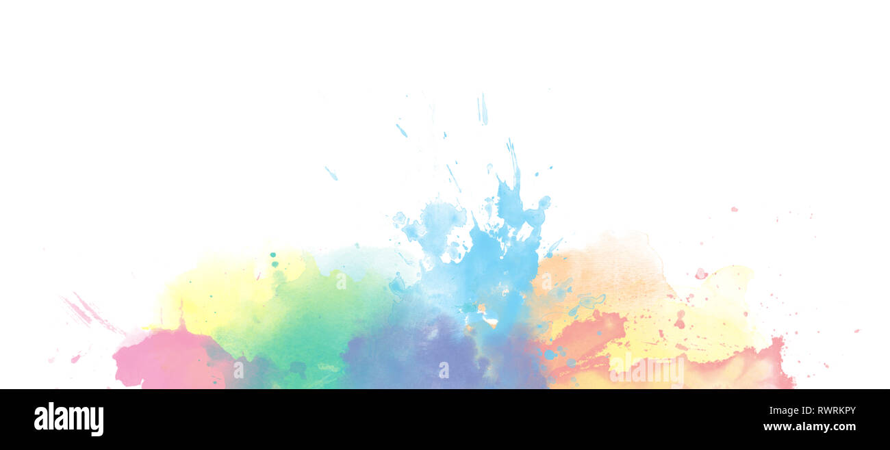 Rainbow watercolor border, colorful background isolated on white, big ...