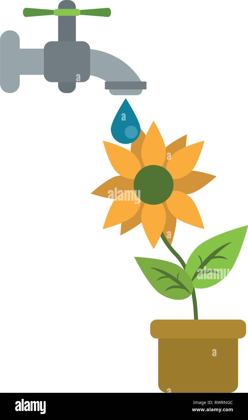sunflower under water faucet Stock Vector Image & Art - Alamy