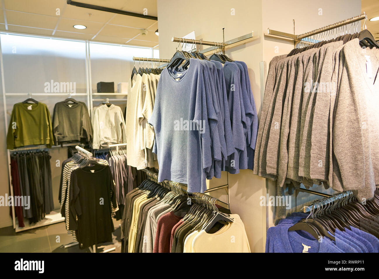 MOSCOW, RUSSIA - CRICA SEPTEMBER, 2018: interior shot of a H&M store in ...